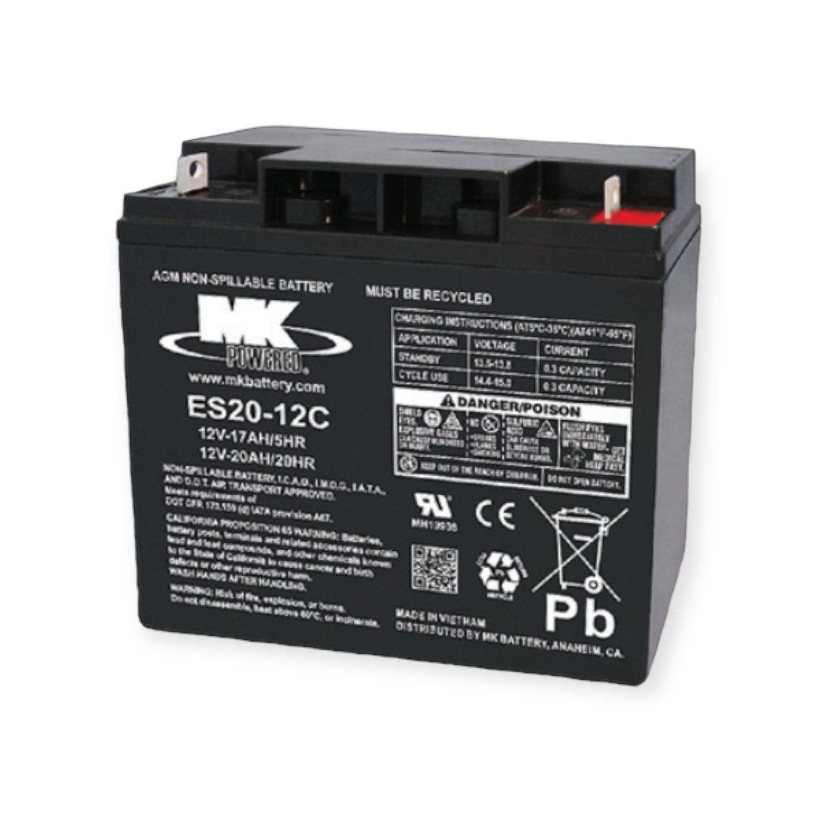 MK Battery Maintenance Free Rechargeable Sealed Lead Acid Battery ES20-12C